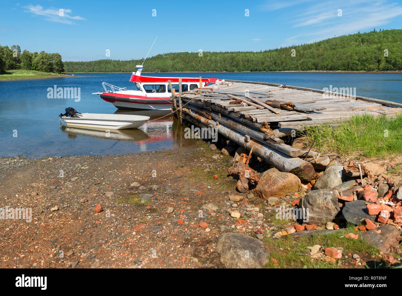 Troitsk pier near the Holy Trinity Anzersky skete of the Solovki ...
