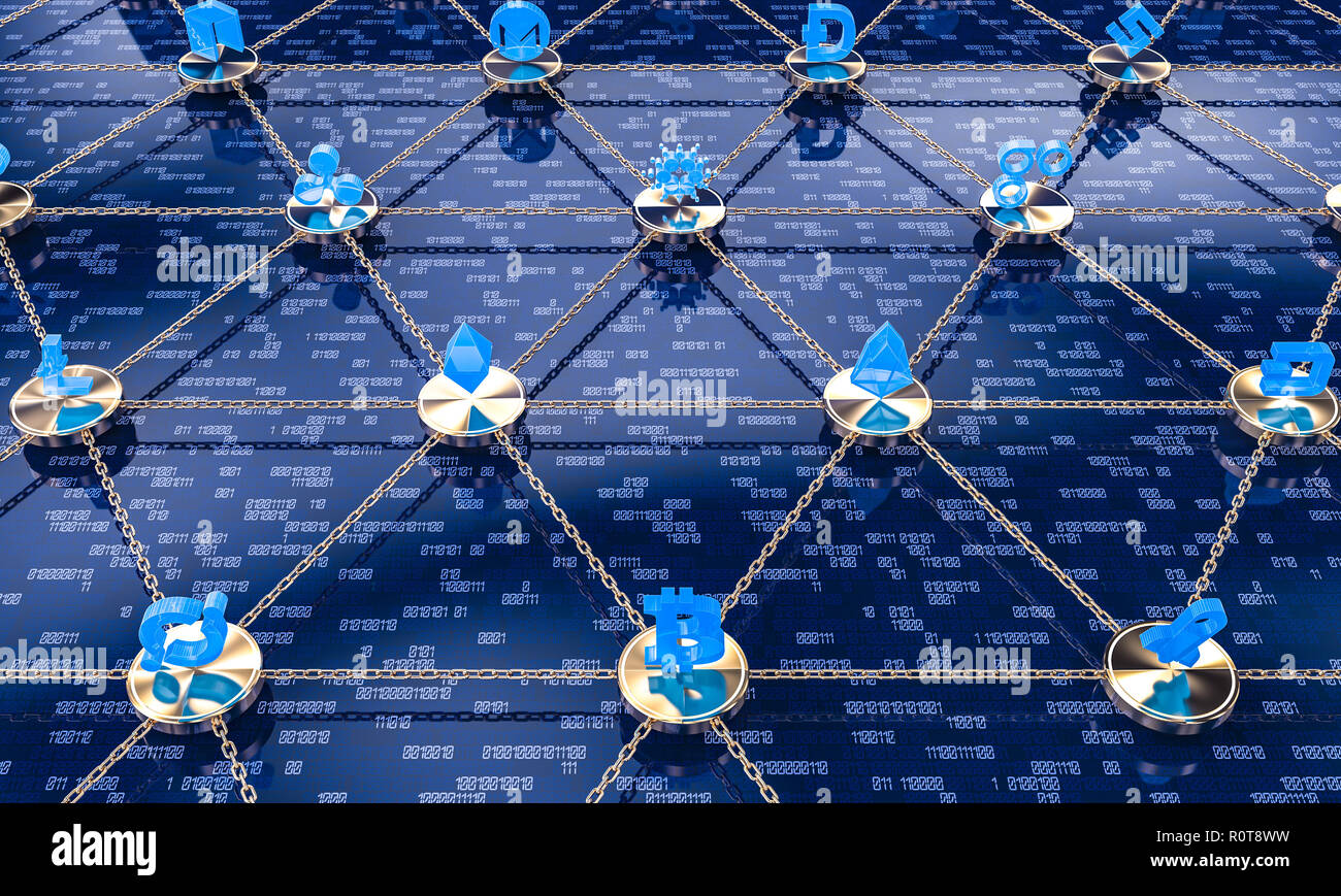 3d rendering of blockchain concept Stock Photo - Alamy