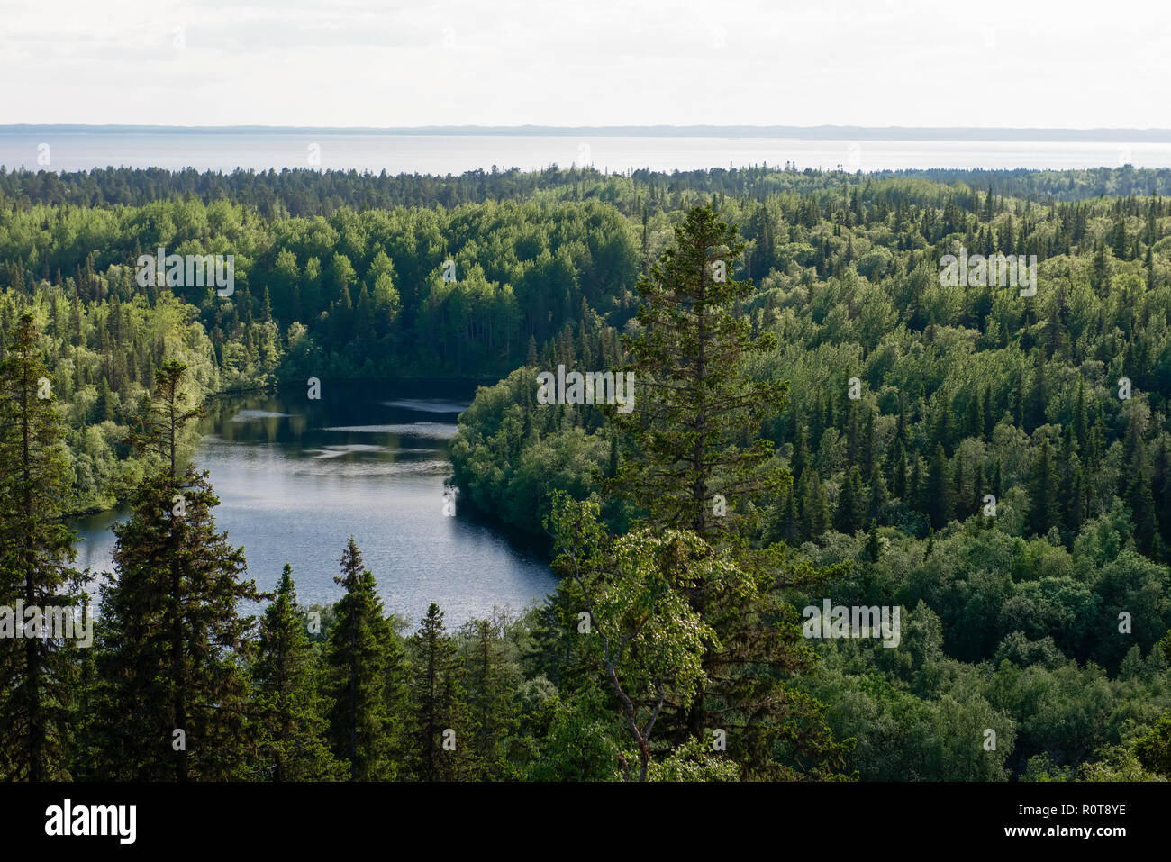 View of the island of Anzersky and the White Sea from Mount Calvary on ...