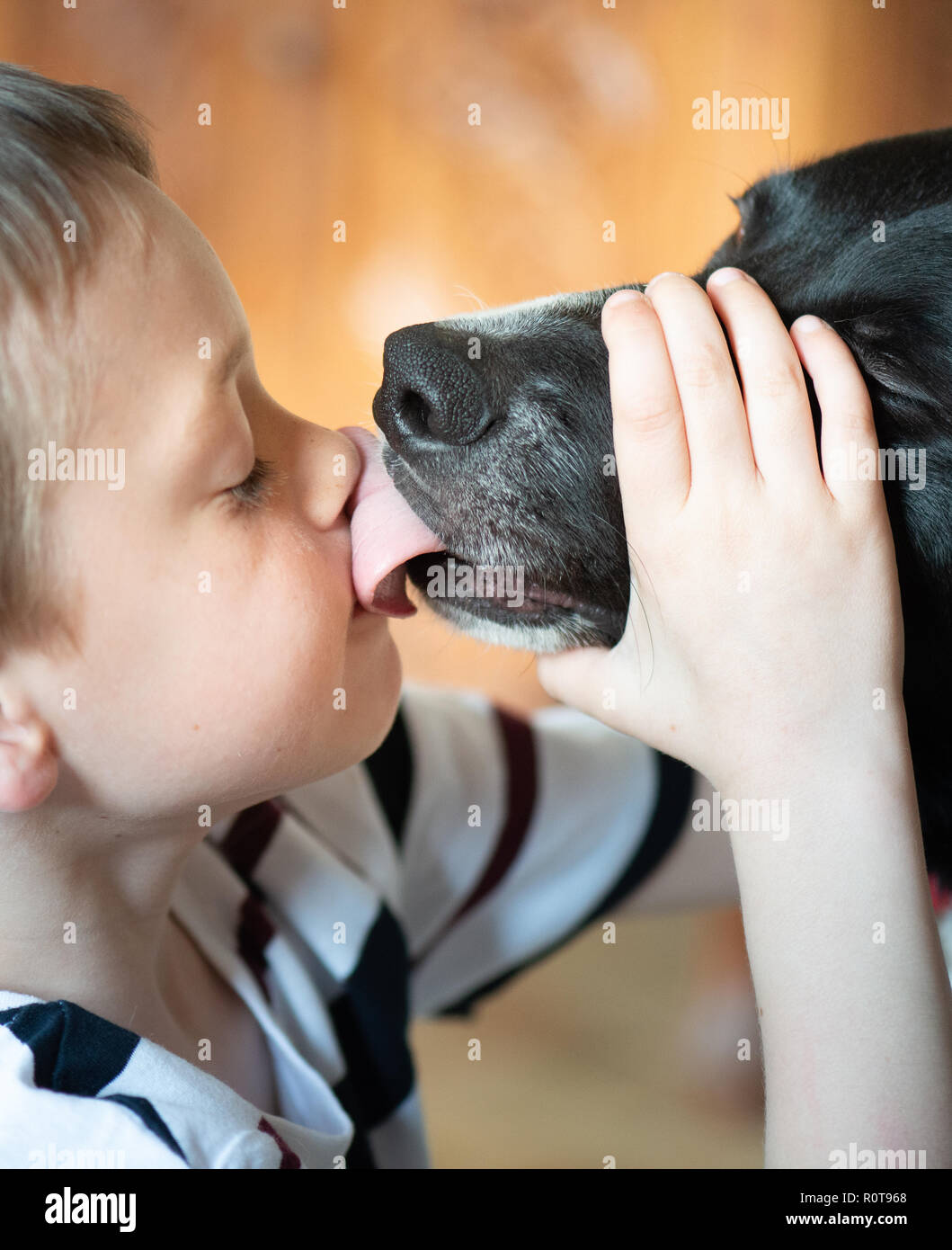 A handsome little boy with ADHD, Autism, Aspergers Syndrome cuddles and ...