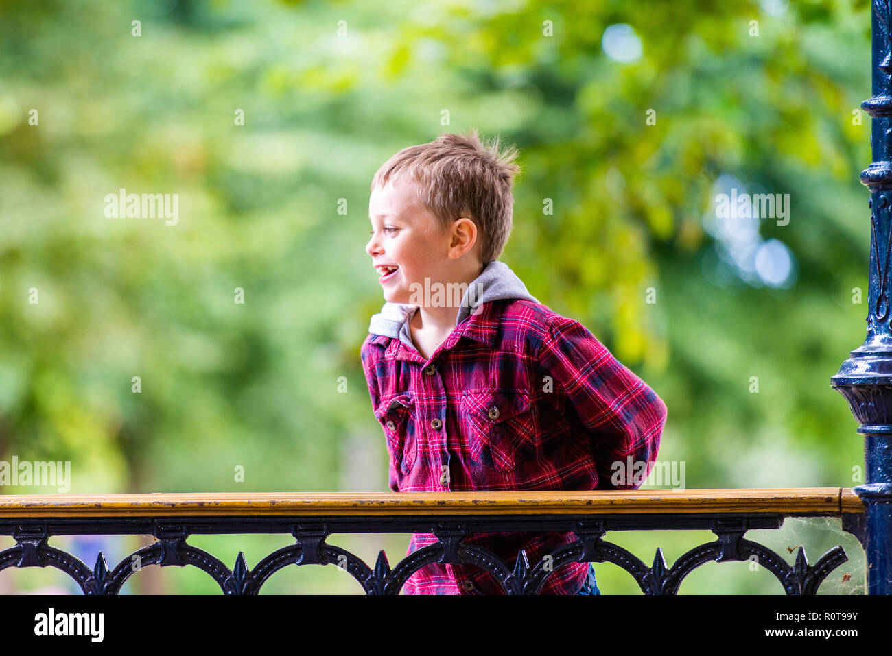 A handsome little boy with ADHD, Autism, Asperger Syndrome plays at the ...