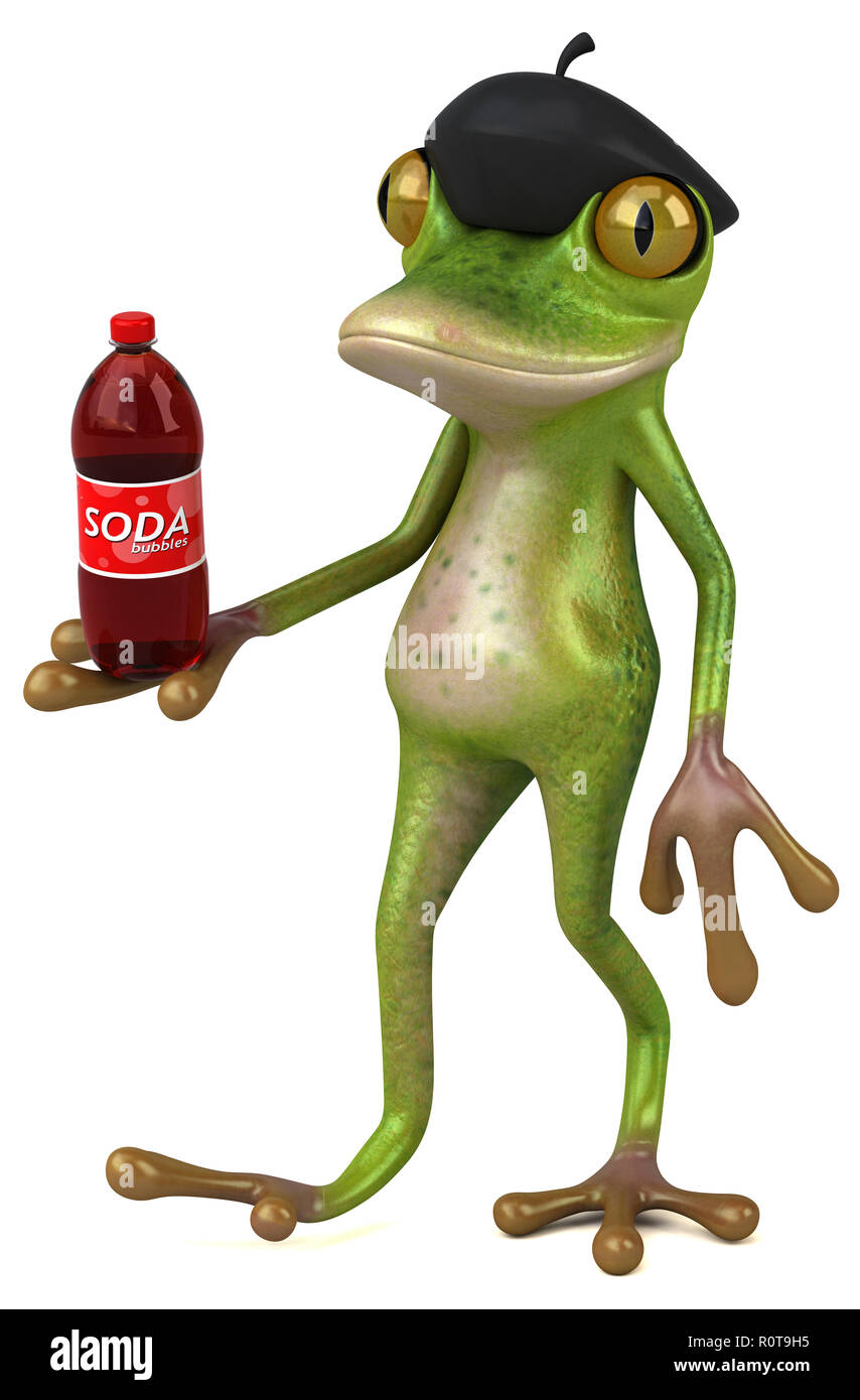 Fun french frog - 3D Illustration Stock Photo - Alamy