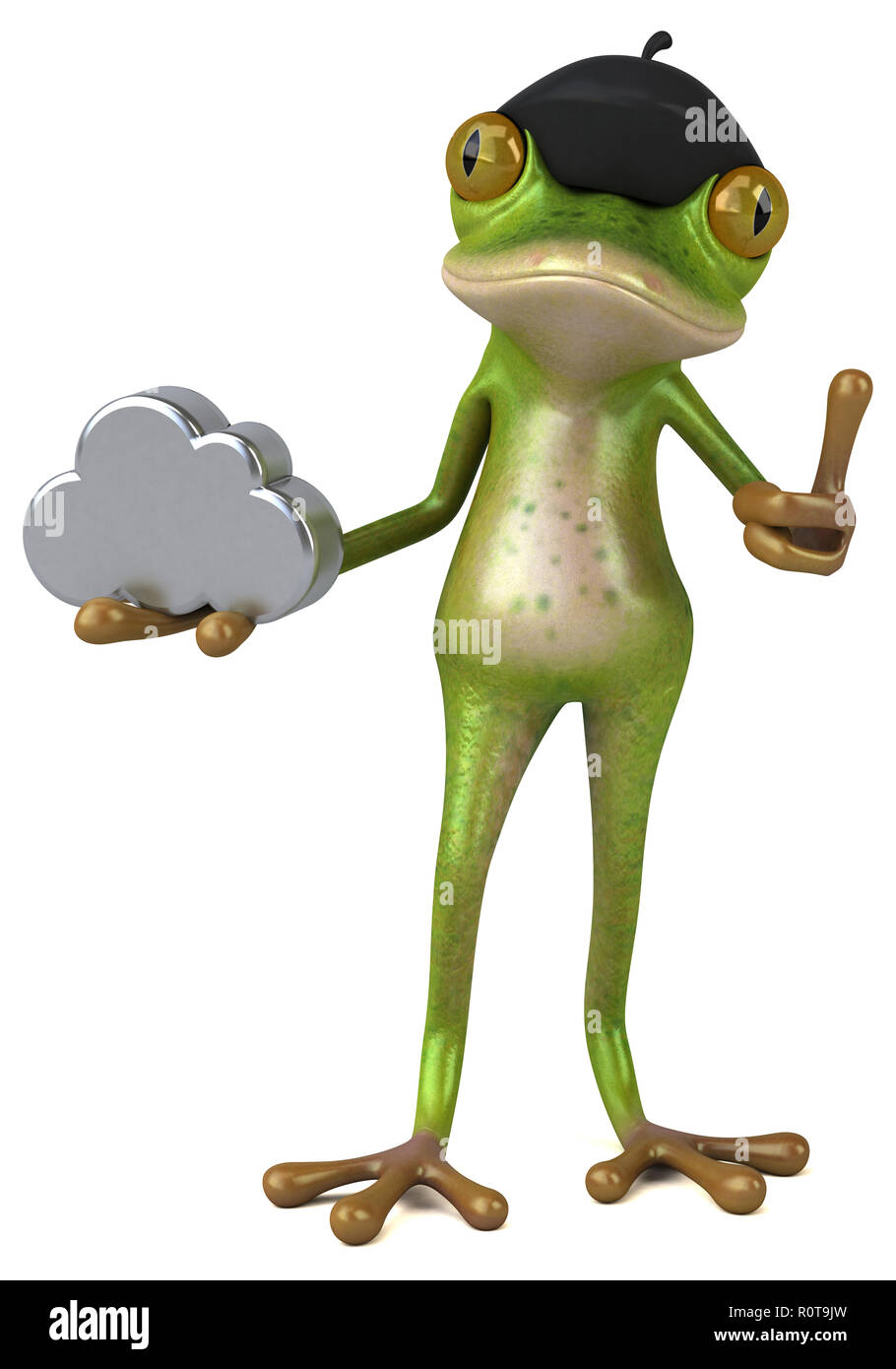 Fun french frog - 3D Illustration Stock Photo - Alamy