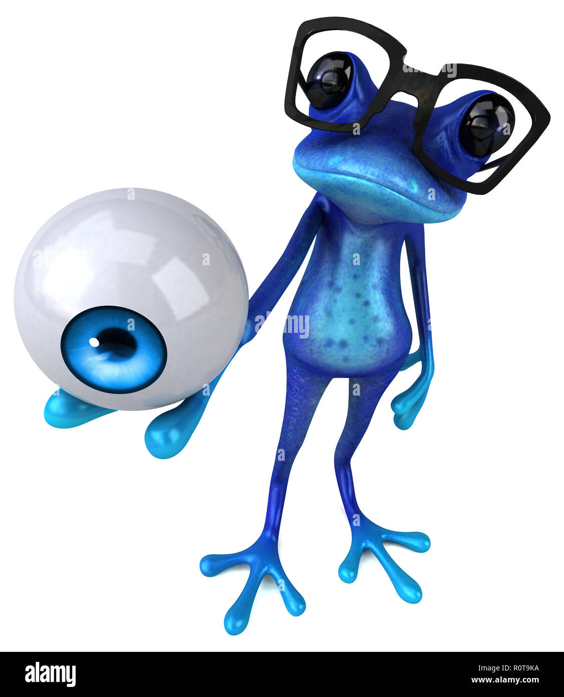 Fun blue frog - 3D Illustration Stock Photo - Alamy