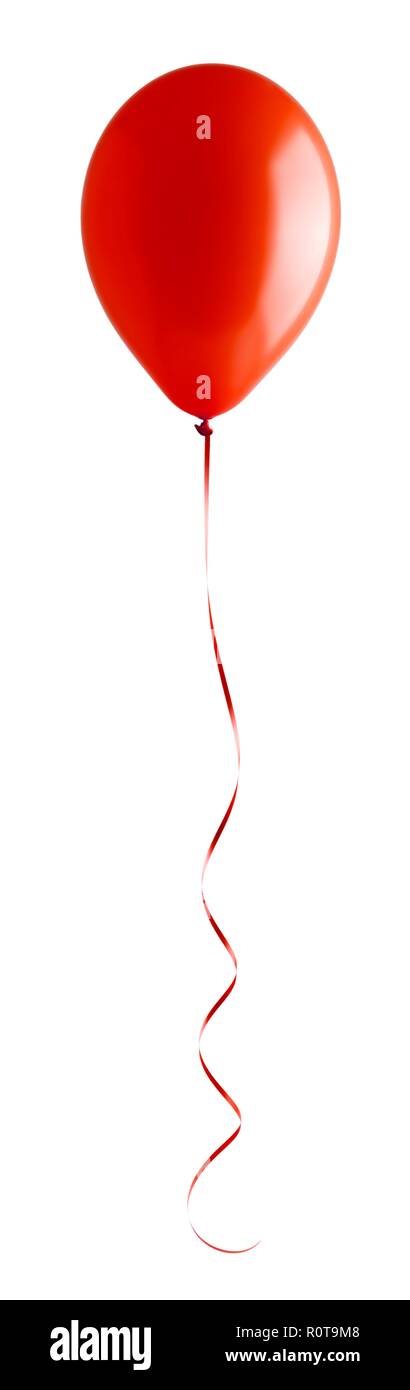 Red Balloon with a trailing red ribbon and a white backdrop Stock Photo ...