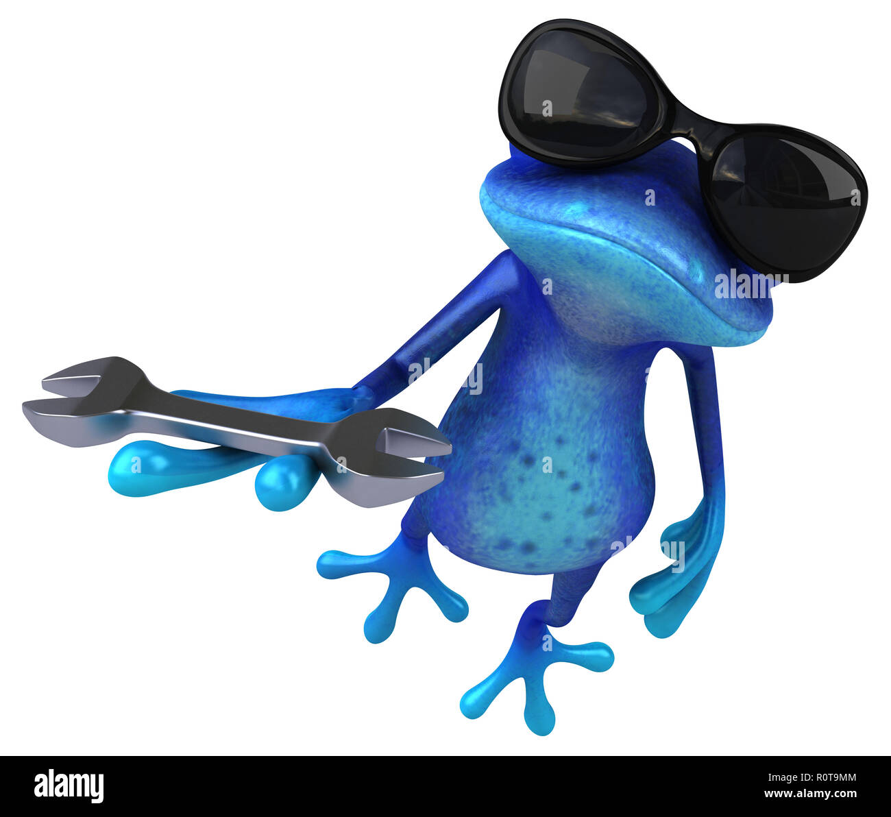 Fun blue frog - 3D Illustration Stock Photo - Alamy