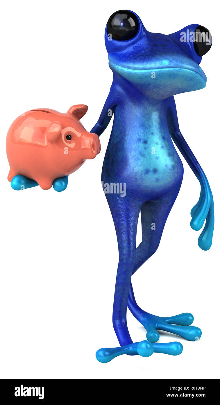 Fun blue frog - 3D Illustration Stock Photo - Alamy