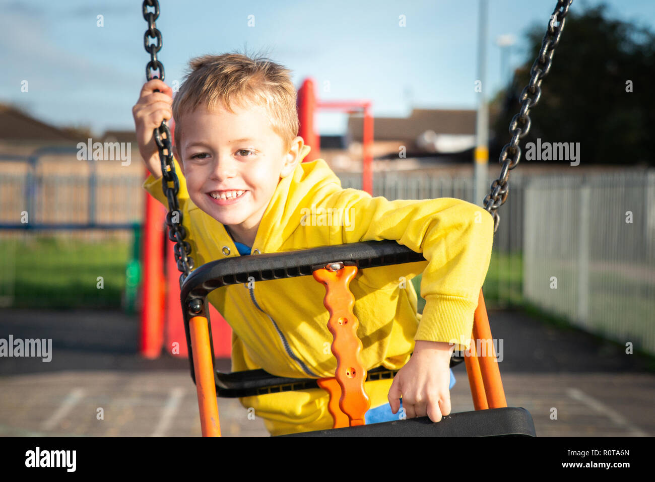 A handsome little boy with ADHD, Autism, Aspergers Syndrome plays ...