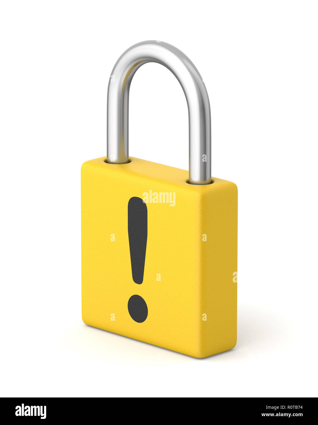 3d rendered yellow warning padlock on a white background Stock Photo ...