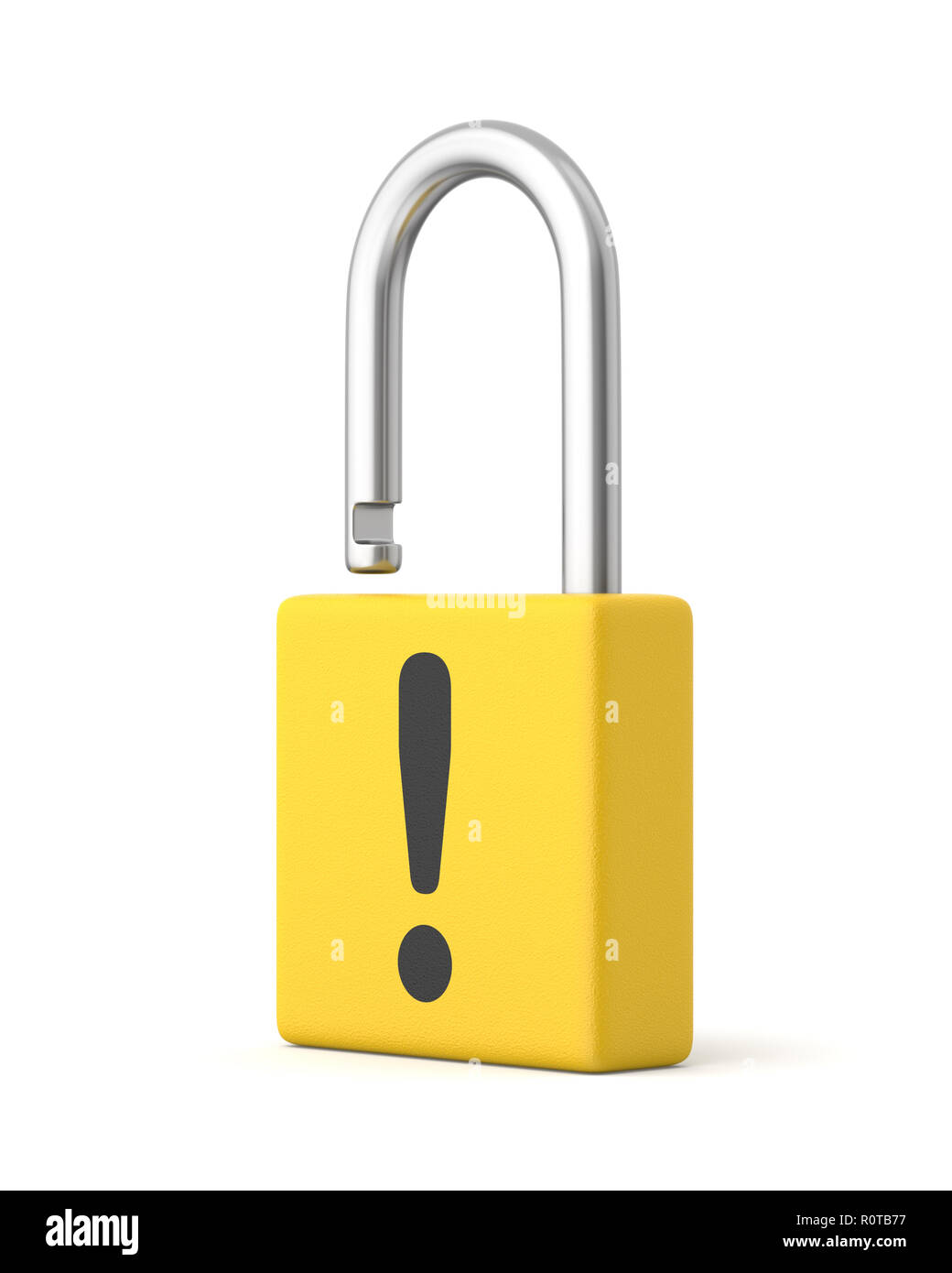 3d rendered yellow warning padlock on a white background Stock Photo ...