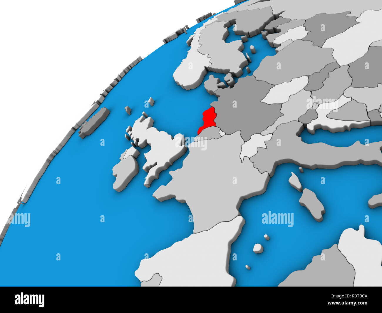 Netherlands on 3D globe. 3D illustration Stock Photo - Alamy