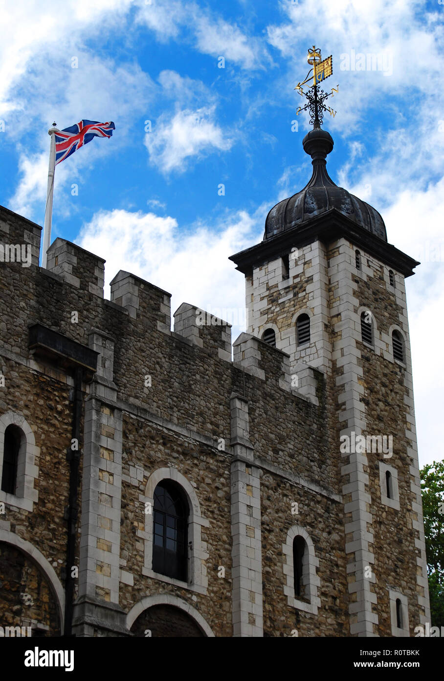 The british flag over the tower of London Stock Photo - Alamy