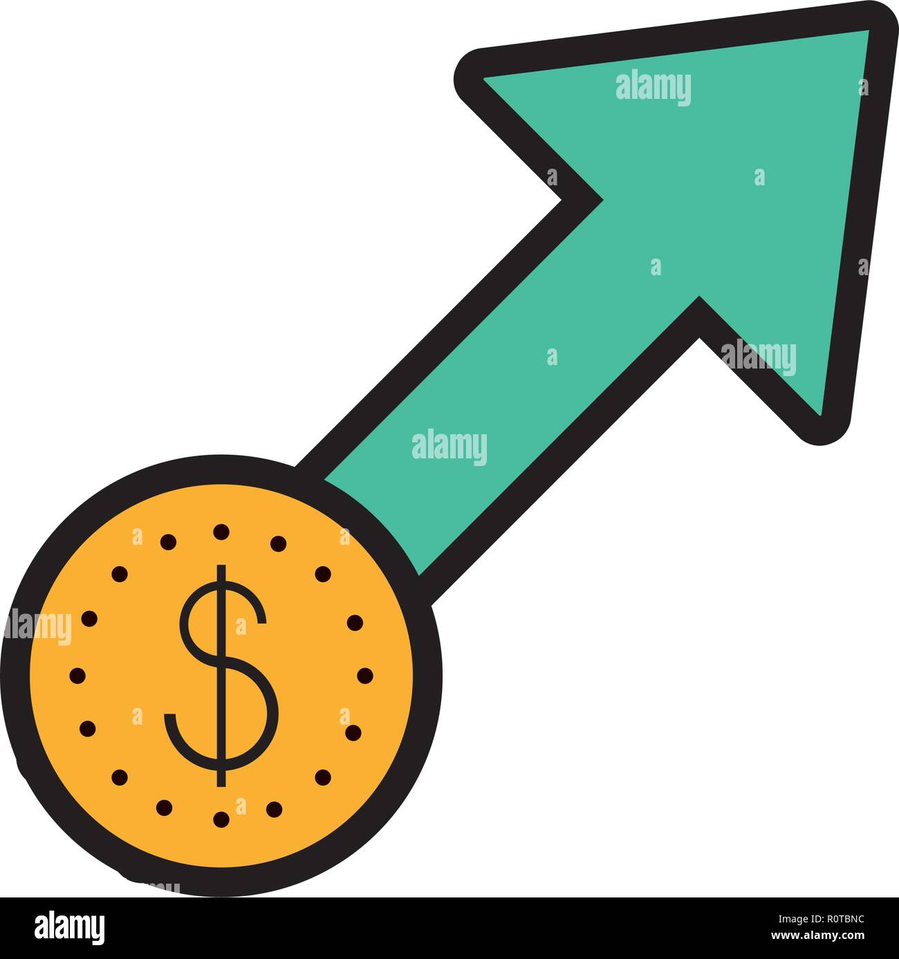 coin dollar with arrow up isolated icon vector illustration design ...