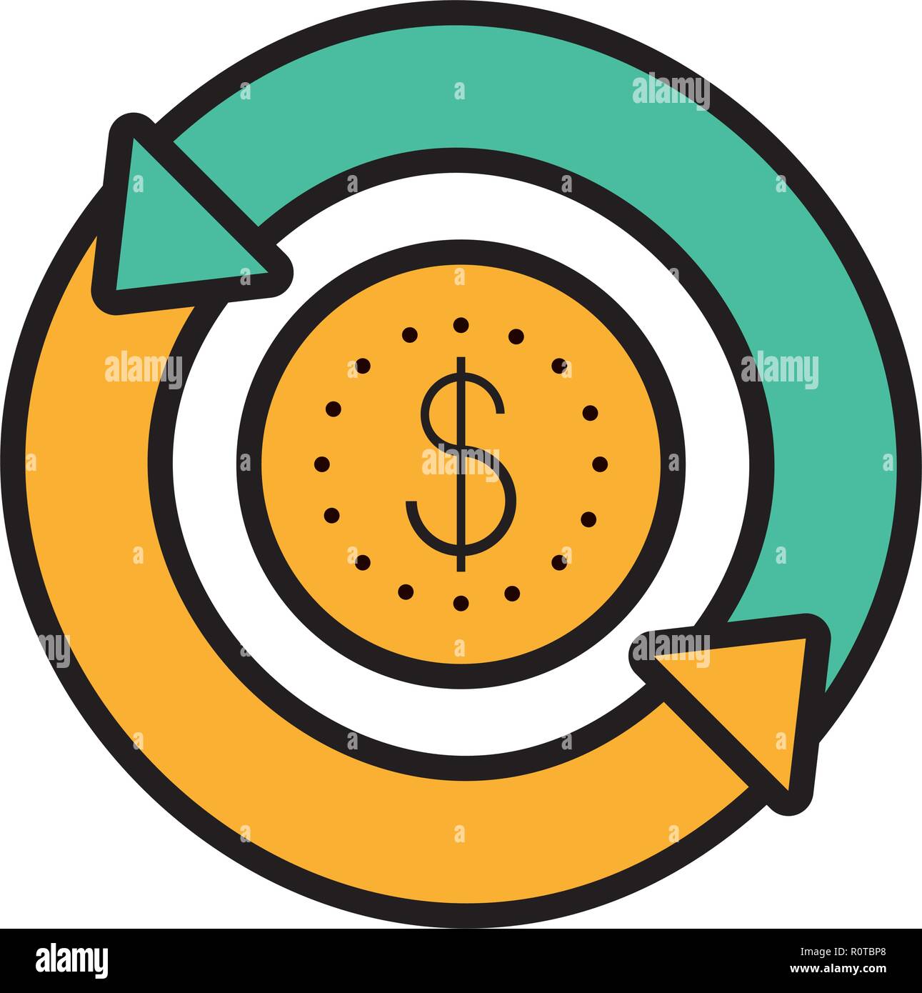 coin dollar with arrows in circle vector illustration design Stock ...