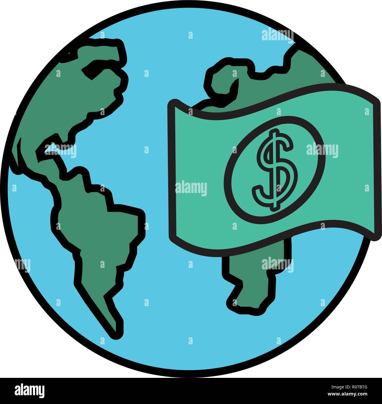 planet earth with bill dollar vector illustration design Stock Vector ...