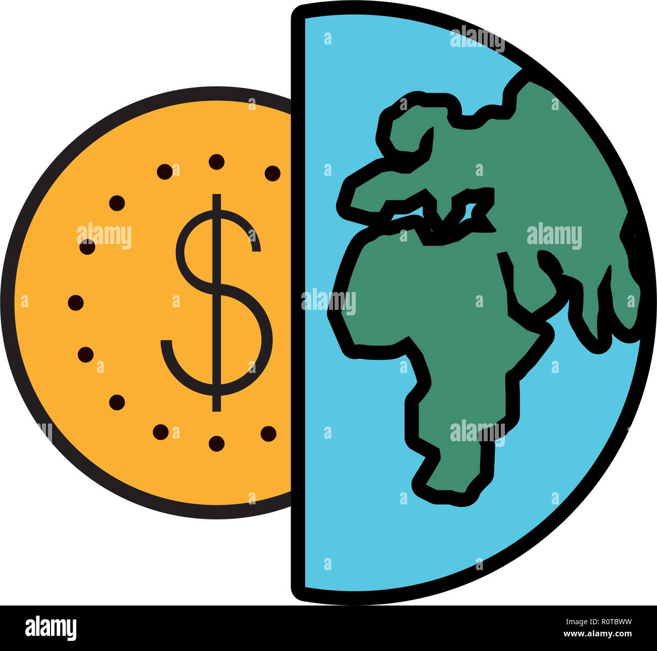 planet earth with coin isolated icon vector illustration design Stock ...