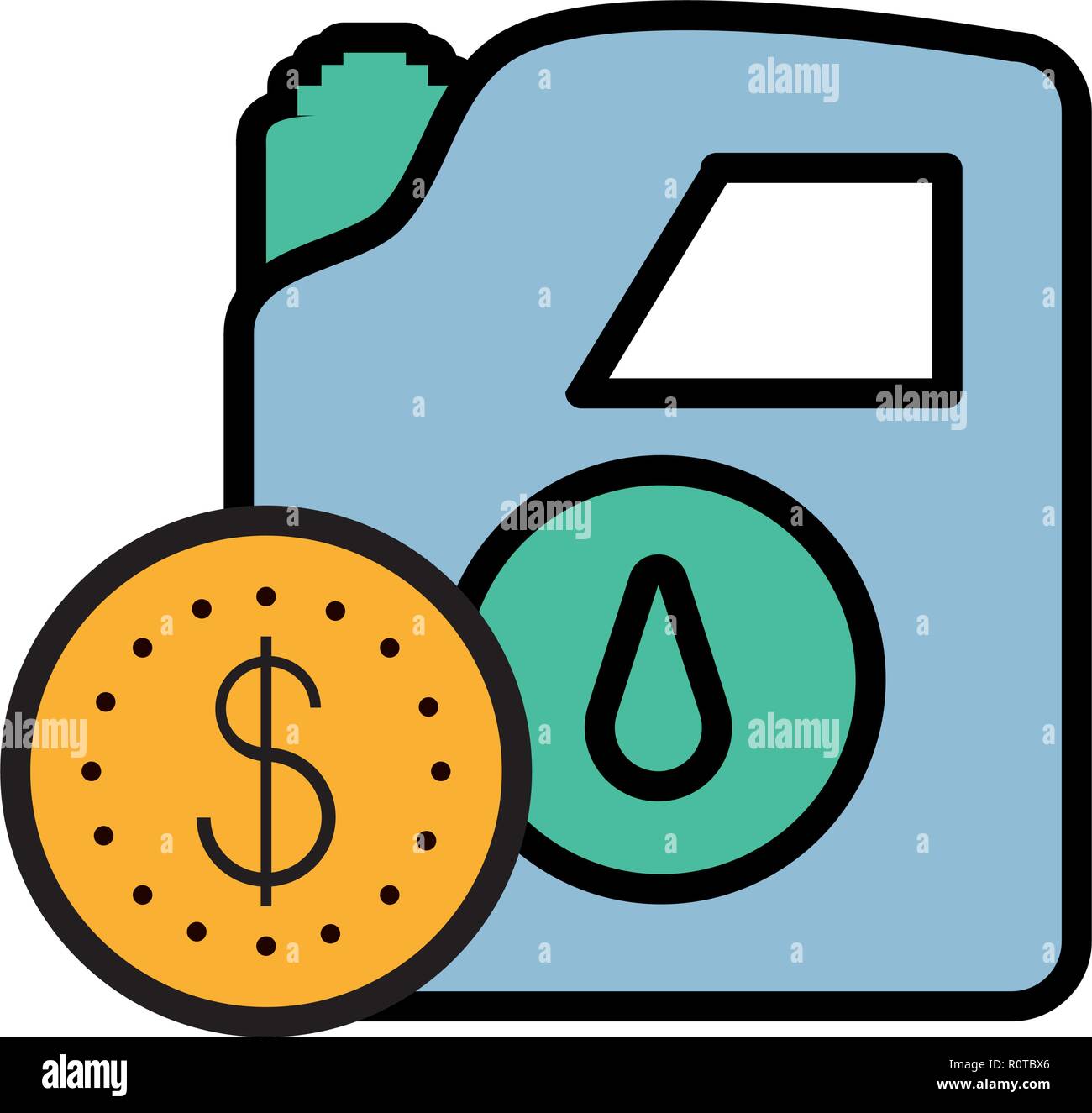 gallon of gasoline with coin money vector illustration design Stock ...