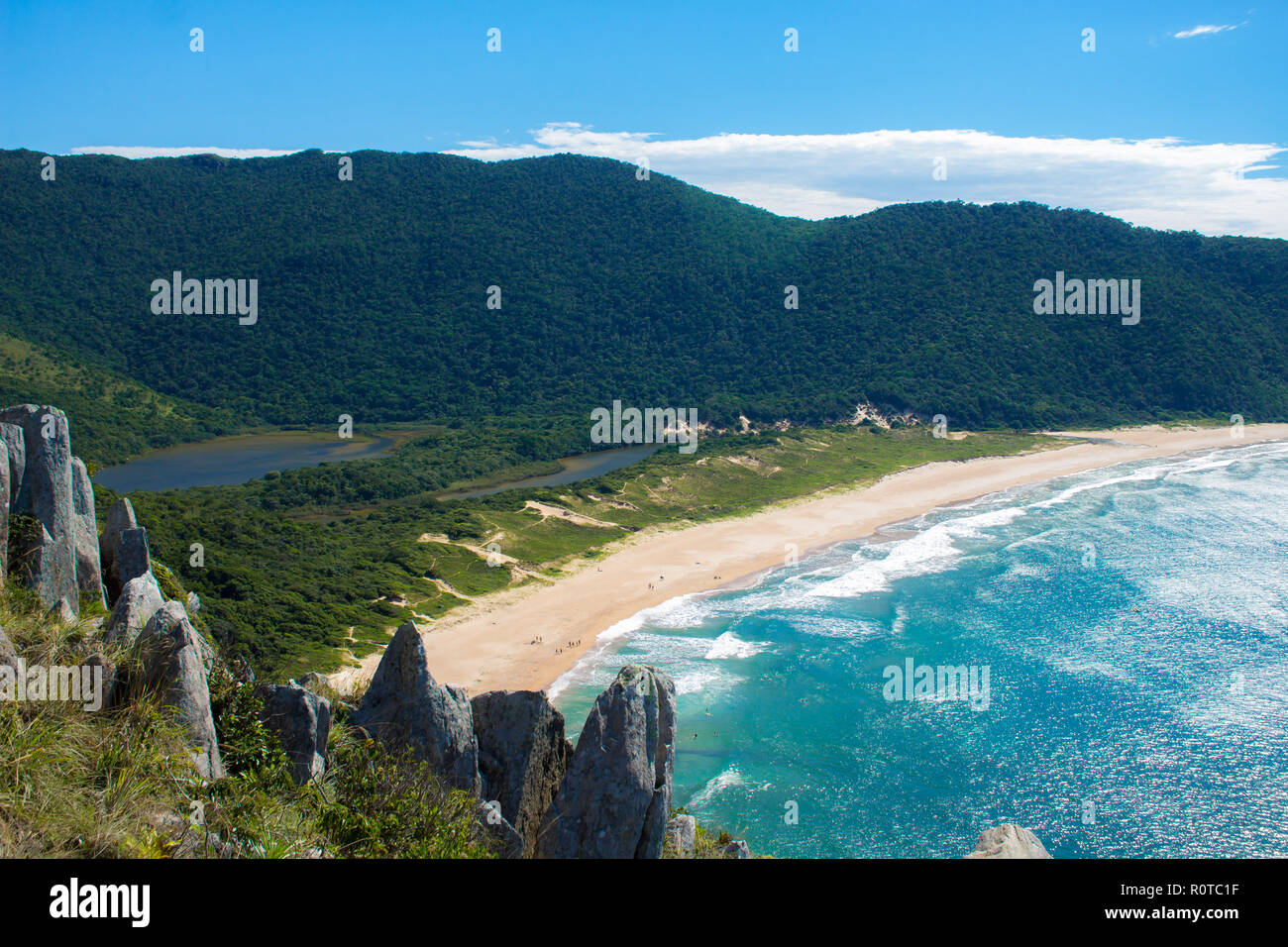 view from above of the desert beach of lagoinha do leste at ...