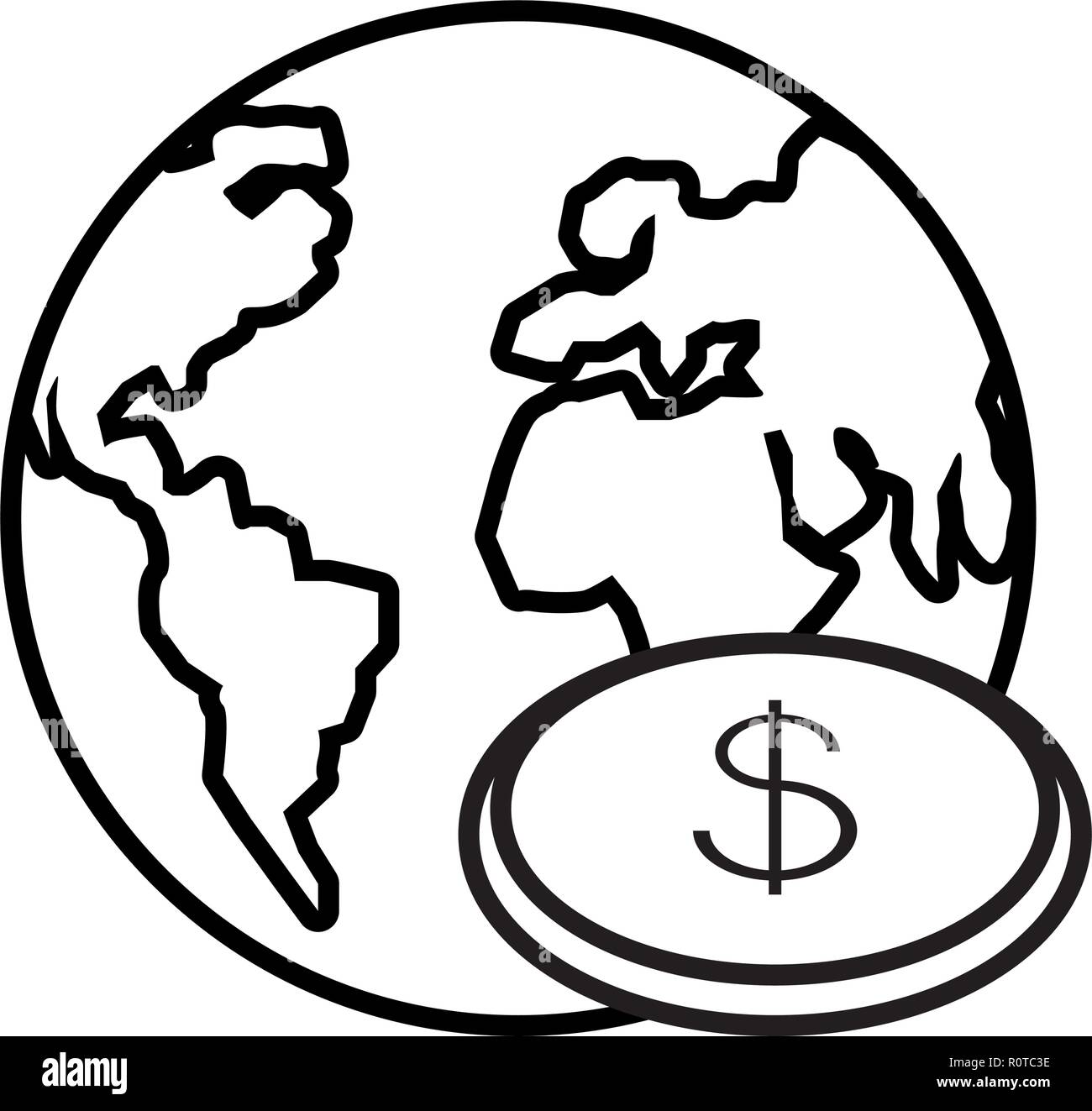 planet earth with coin isolated icon vector illustration design Stock ...