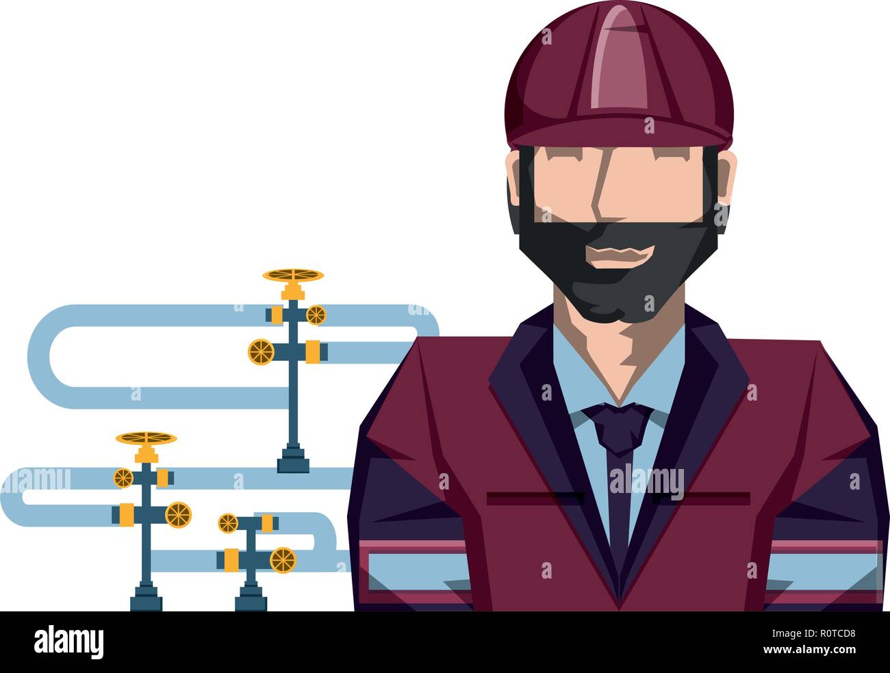 pipeline petroleum with worker character vector illustration design ...