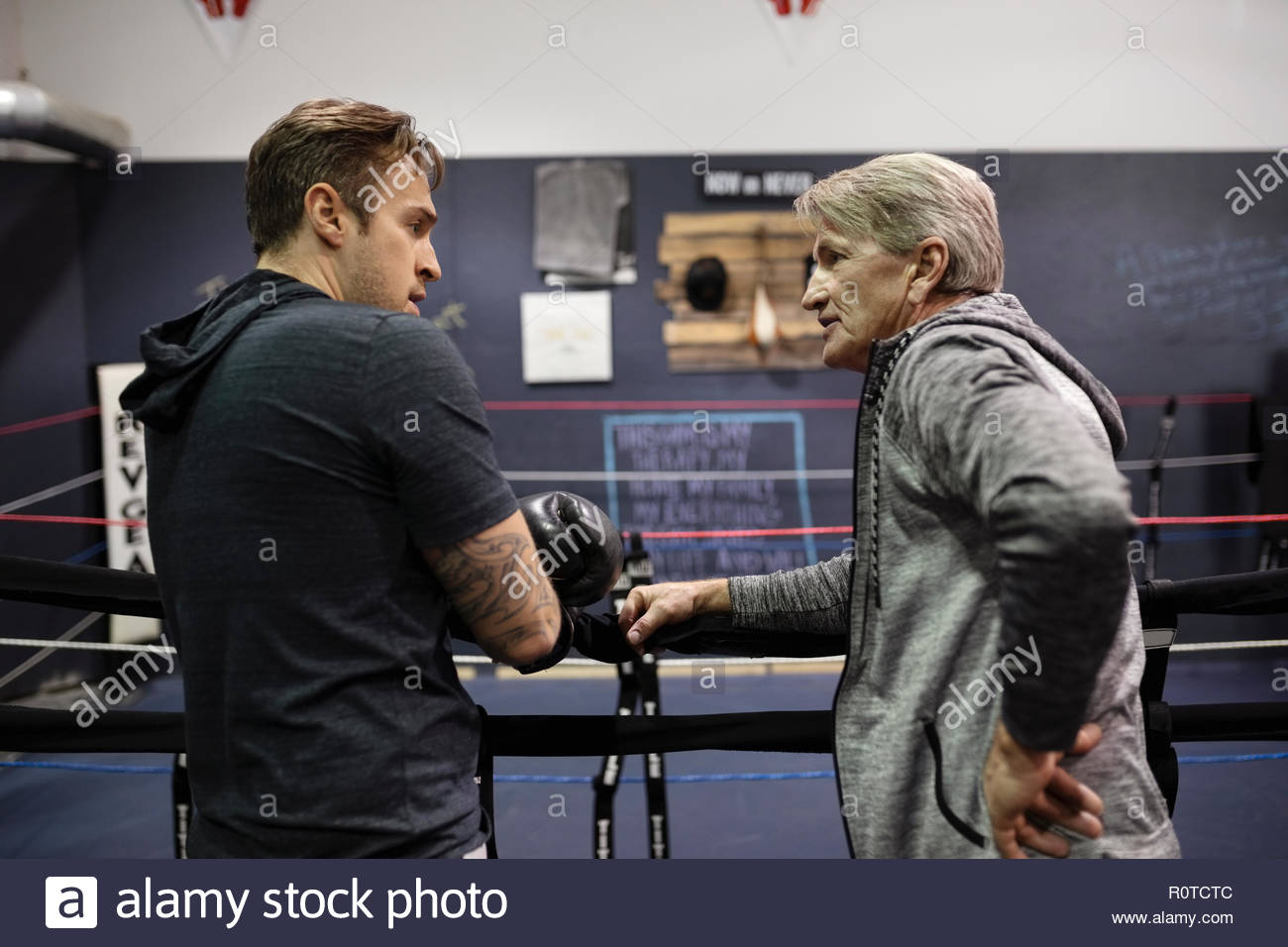 Trainer talking to boxer hi-res stock photography and images - Alamy
