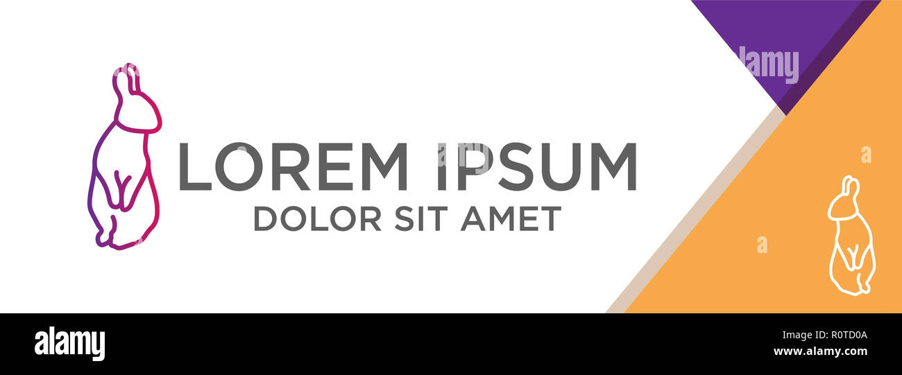 rabbit logo template with flat design concept with abstract background ...
