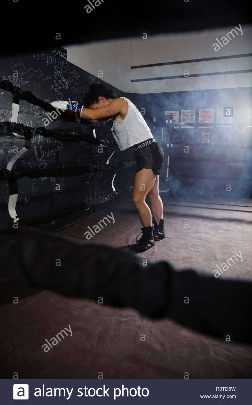 Tired female boxer in boxing hi-res stock photography and images - Alamy