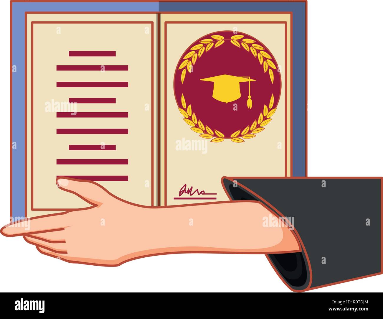 hand with graduation certificate vector illustration design Stock ...