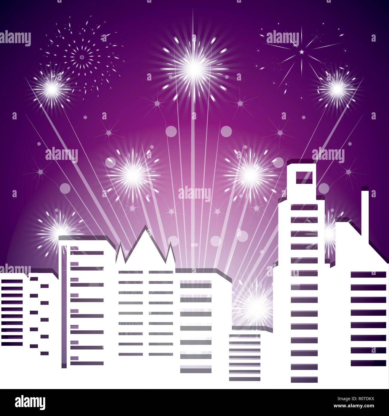 scene cityscape with fireworks vector illustration design Stock Vector ...