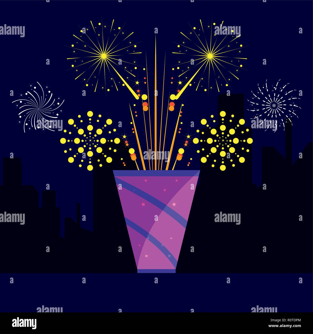 scene cityscape with fireworks vector illustration design Stock Vector ...