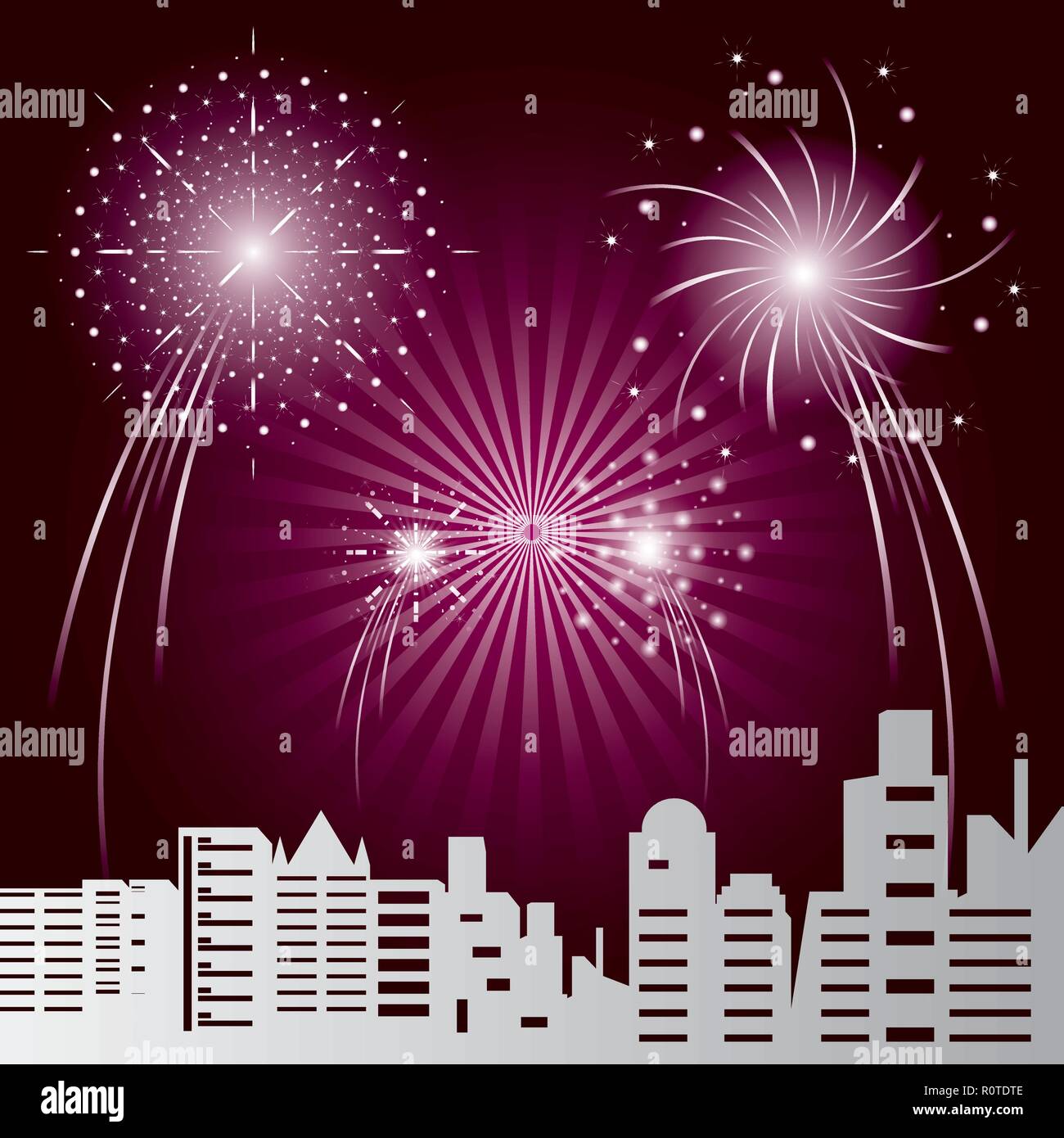 scene cityscape with fireworks vector illustration design Stock Vector ...