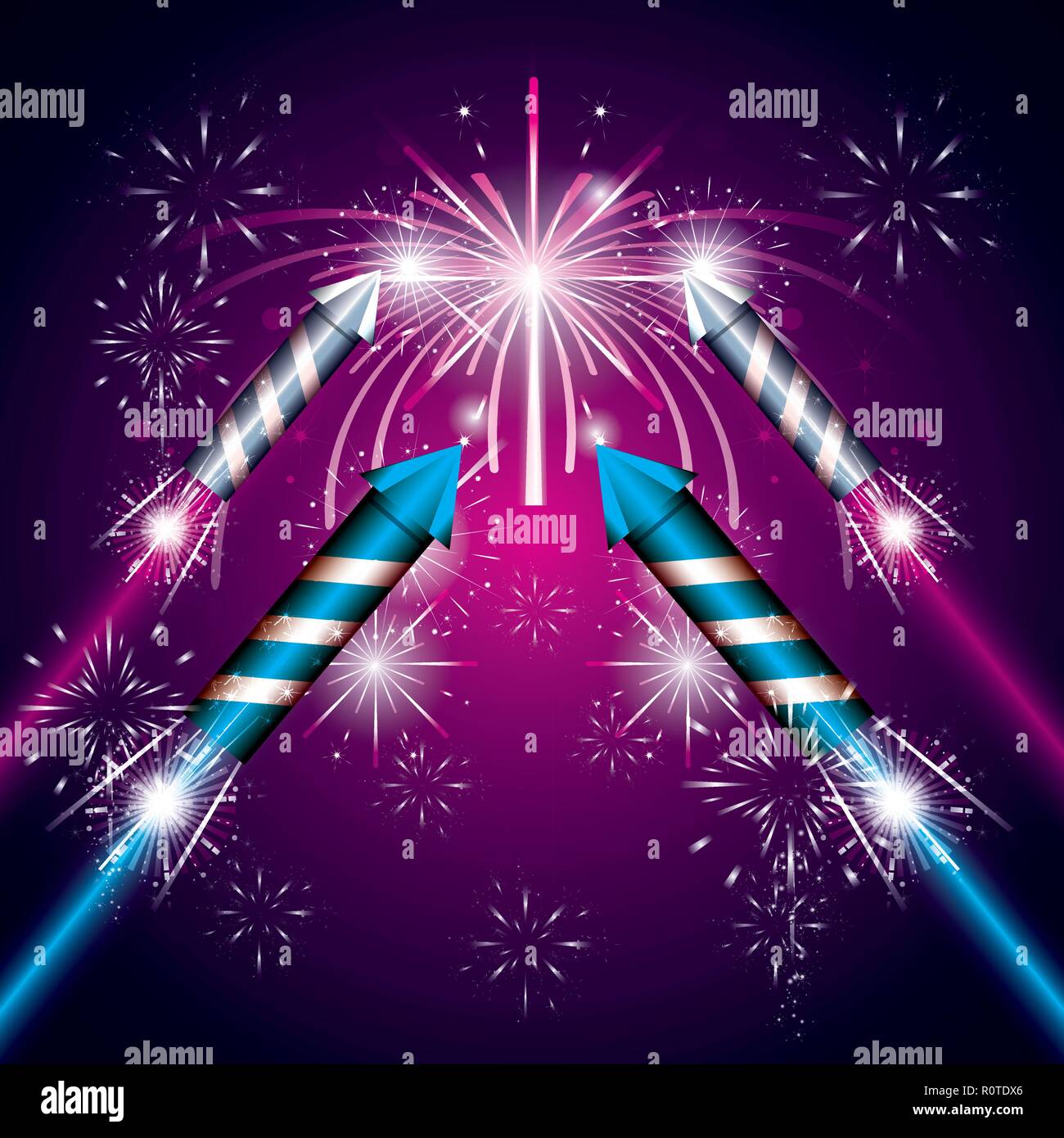 celebration of fireworks night scene icon vector illustration design ...