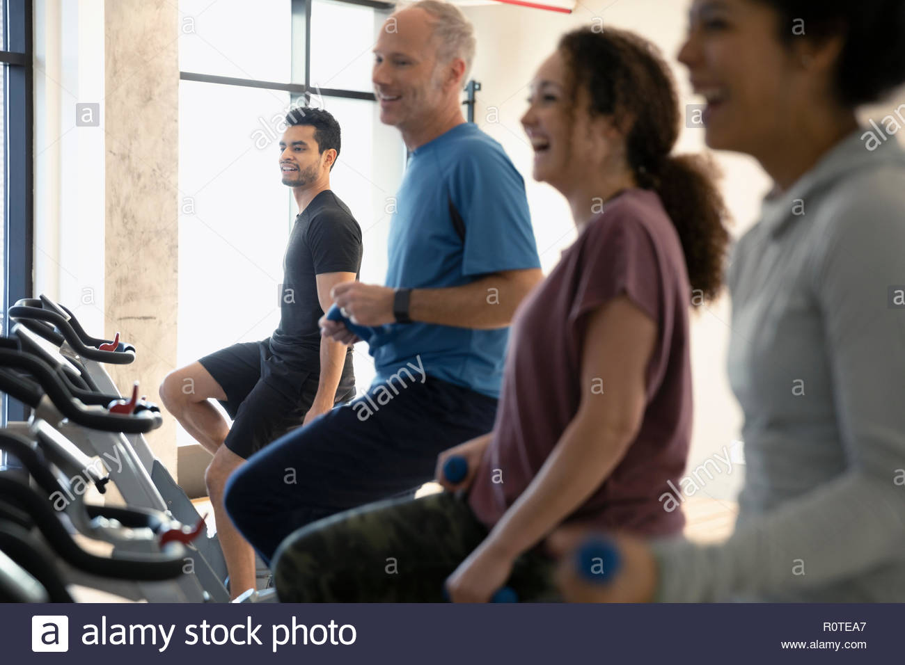 Exercise bicycle in gym hi-res stock photography and images - Alamy