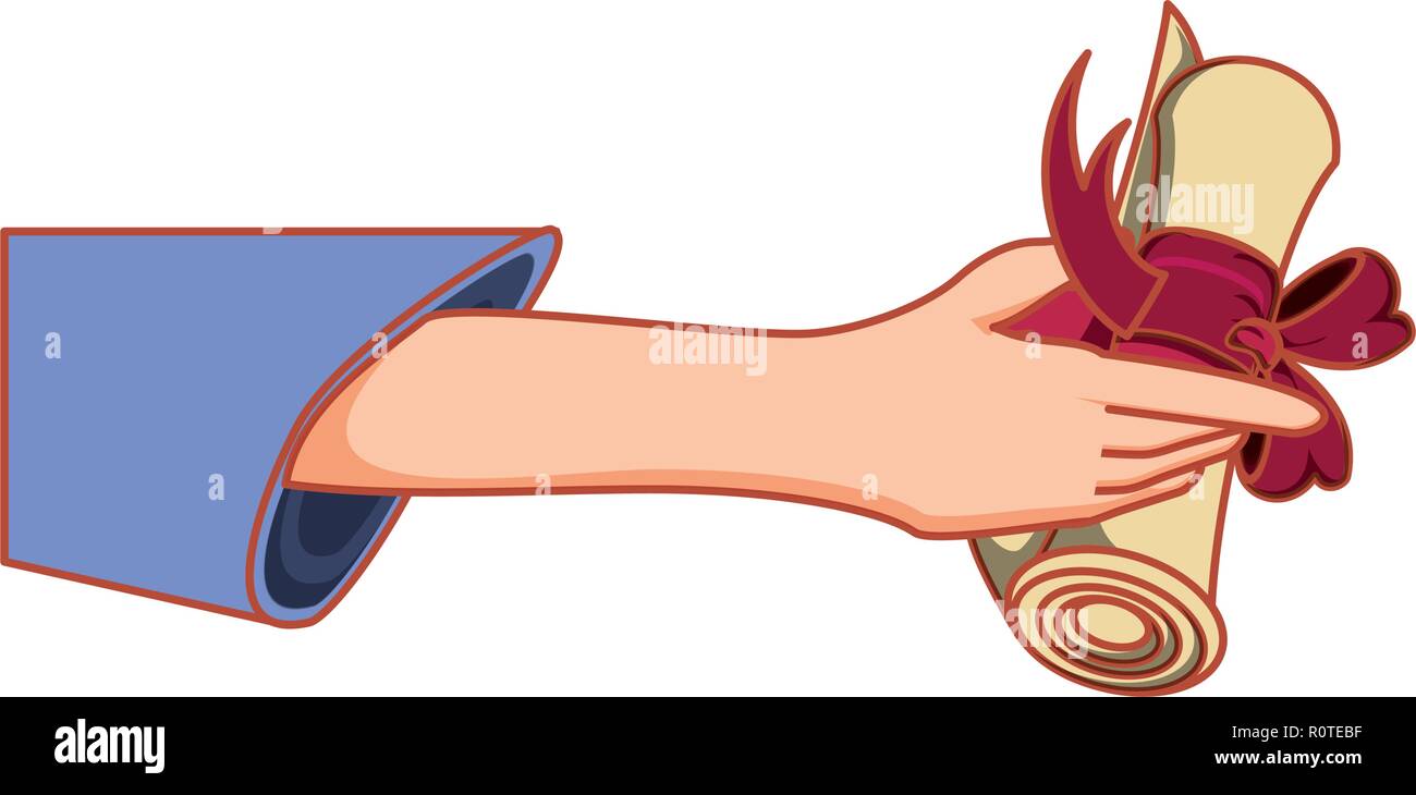 hand with graduation certificate vector illustration design Stock ...