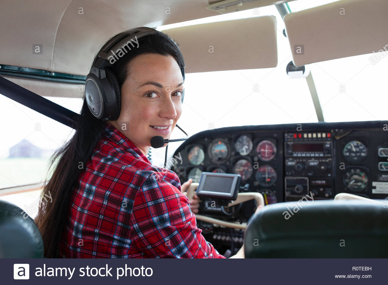 Female pilot cockpit black hi-res stock photography and images - Alamy