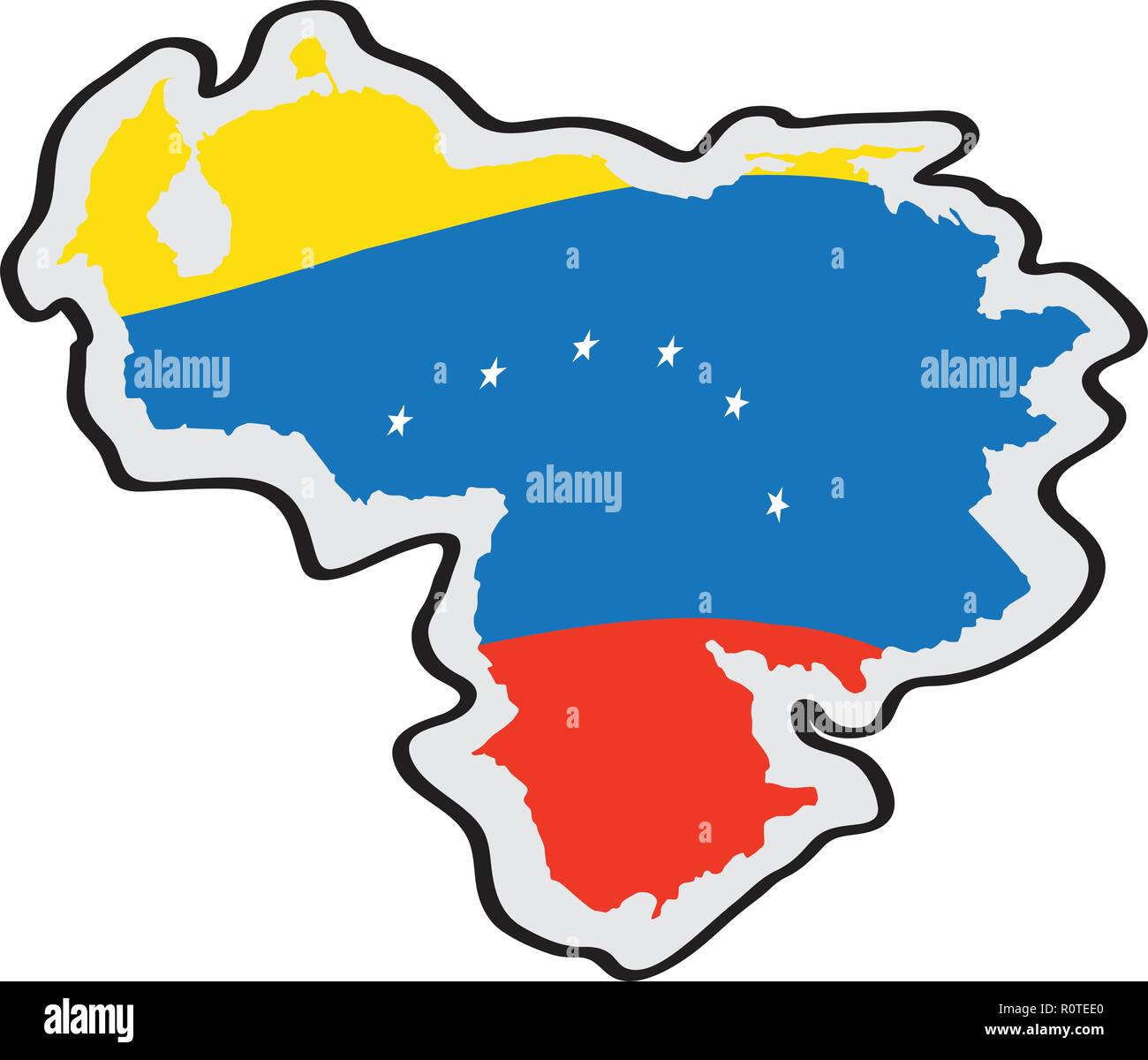 Map of Venezuela with its flag Stock Vector Image & Art - Alamy