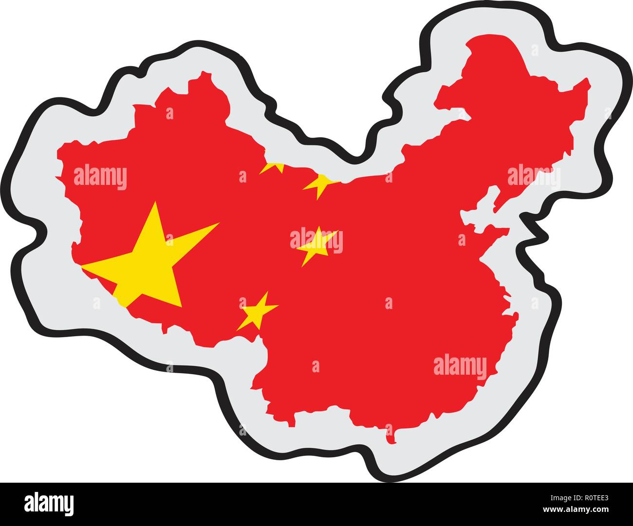 Map of China with its flag Stock Vector Image & Art - Alamy