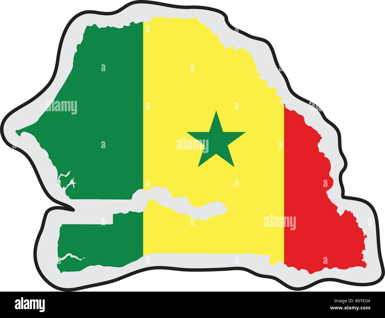 Map of Senegal with its flag Stock Vector Image & Art - Alamy