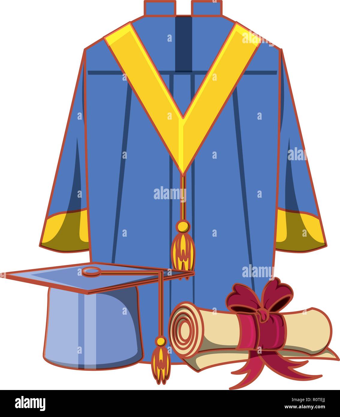 gown with certificate and hat graduation vector illustration design ...