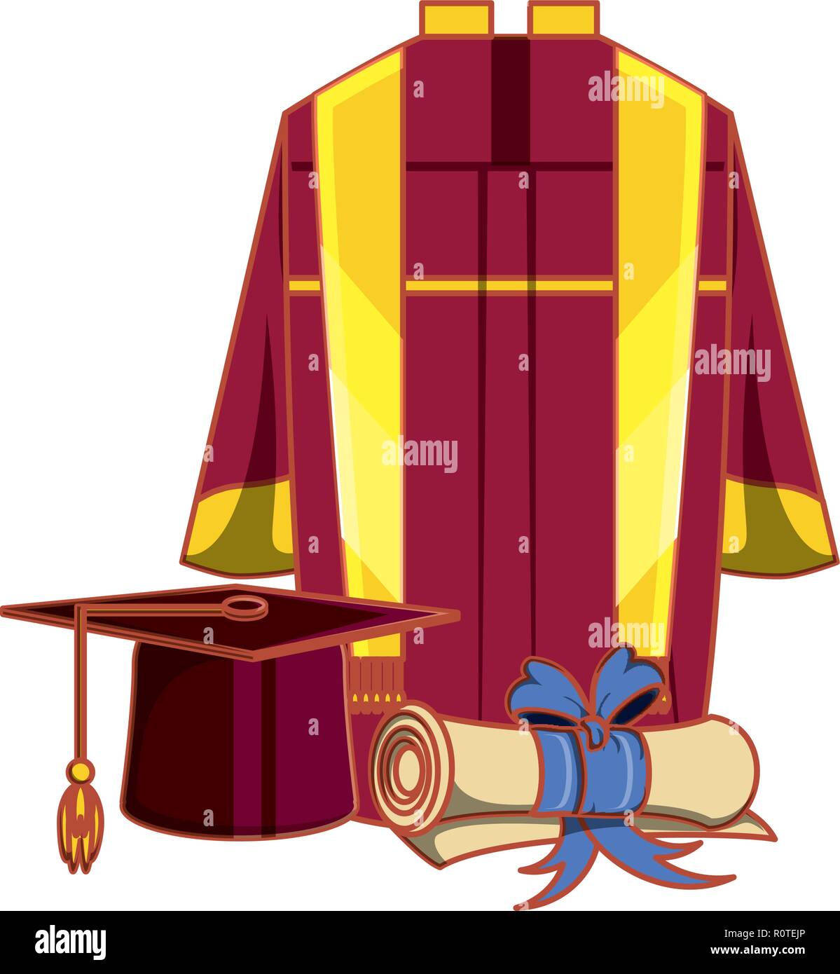 gown with certificate and hat graduation vector illustration design ...