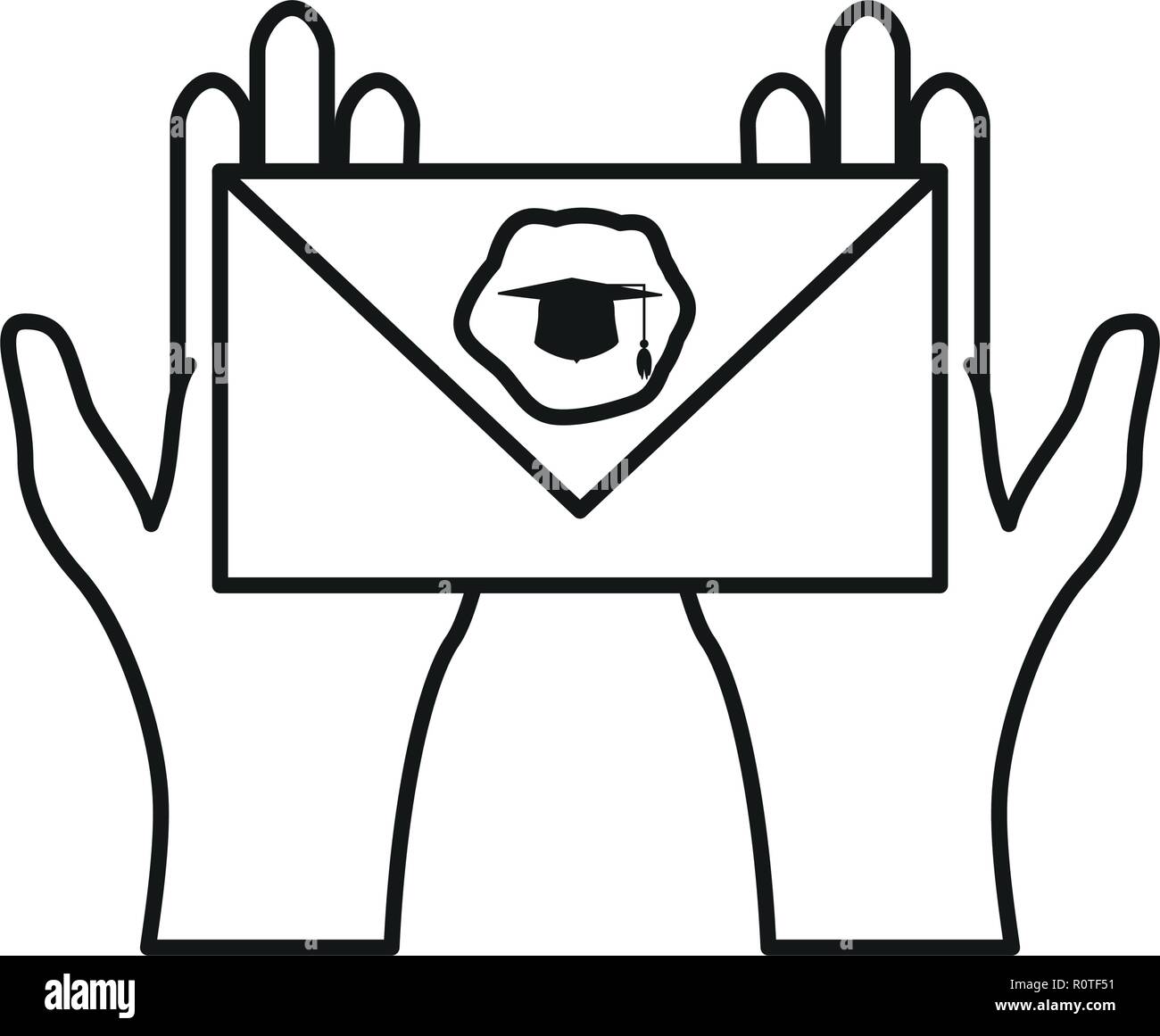hands with invitation card for graduation vector illustration design ...
