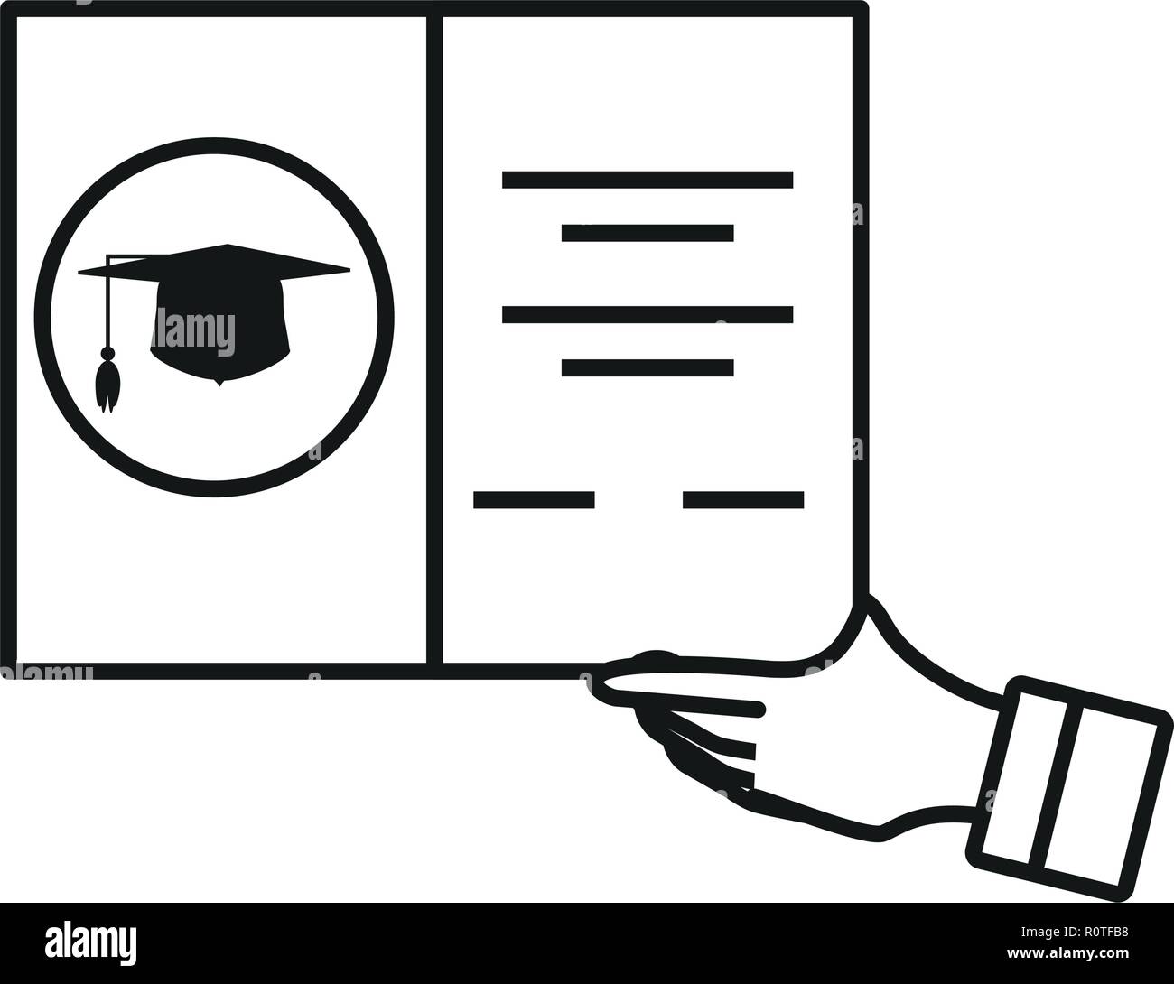 hand with graduation certificate isolated icon vector illustration ...