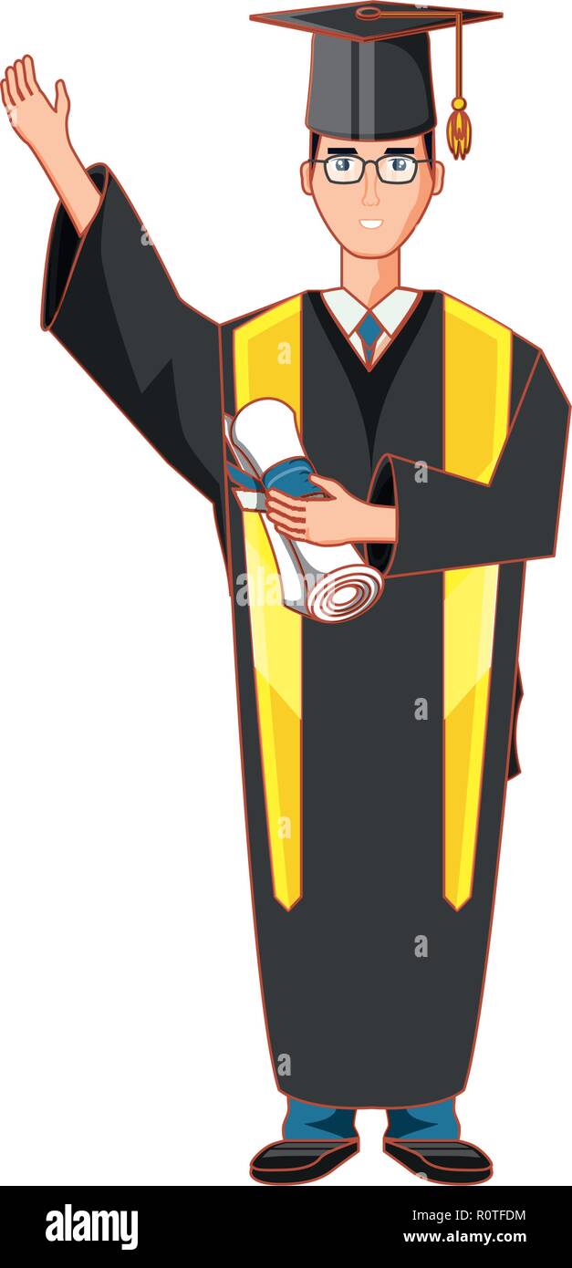 young man graduated avatar character vector illustration design Stock ...