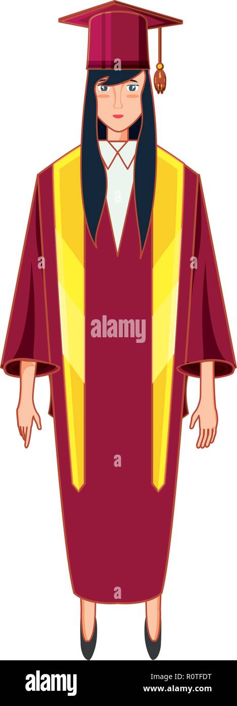Cartoon Graduate Woman Graduation Gown High Resolution Stock ...