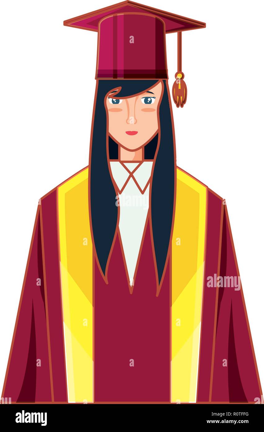 young woman graduated avatar character vector illustration design Stock ...