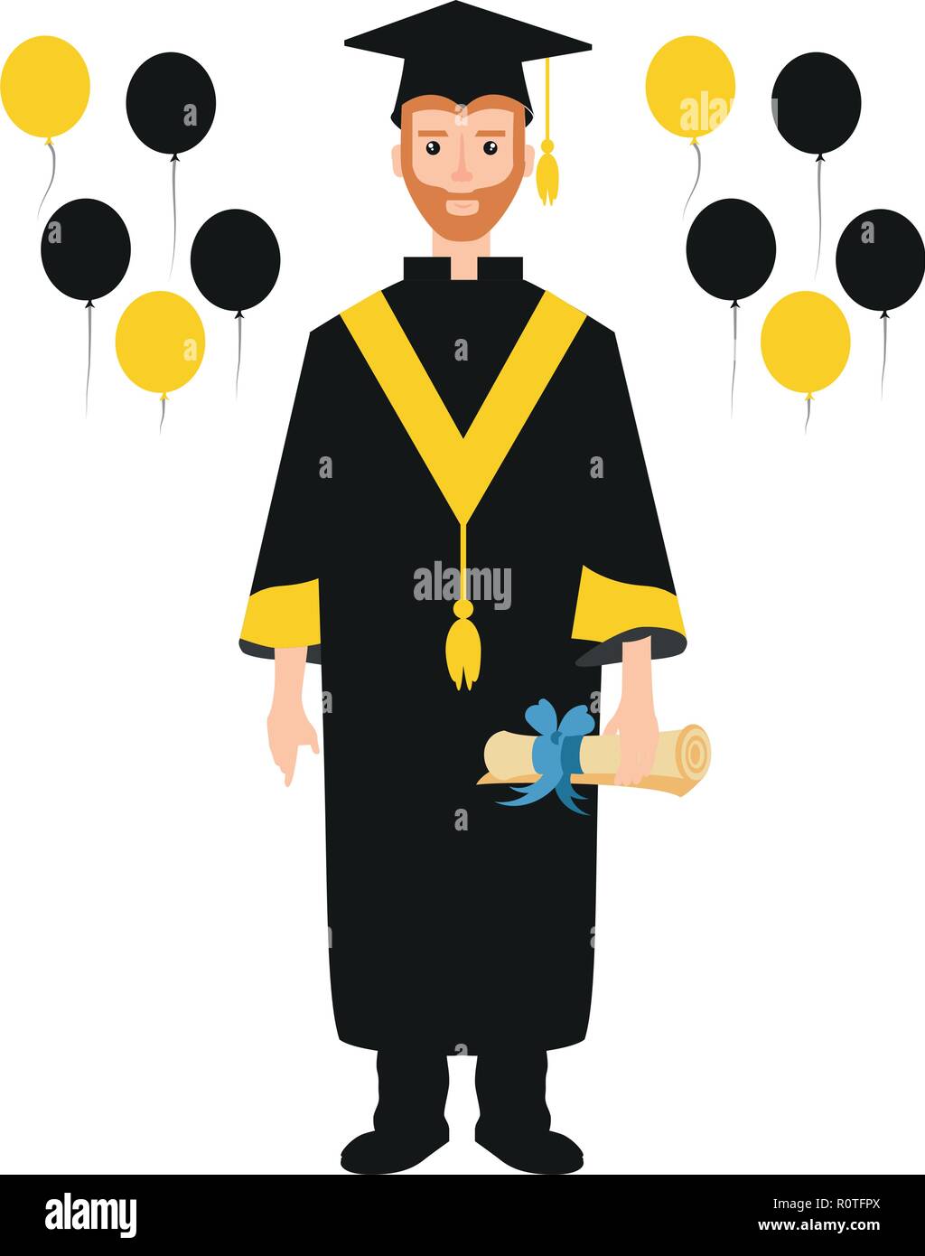 Cartoon Graduate Man Graduation Gown High Resolution Stock Photography ...