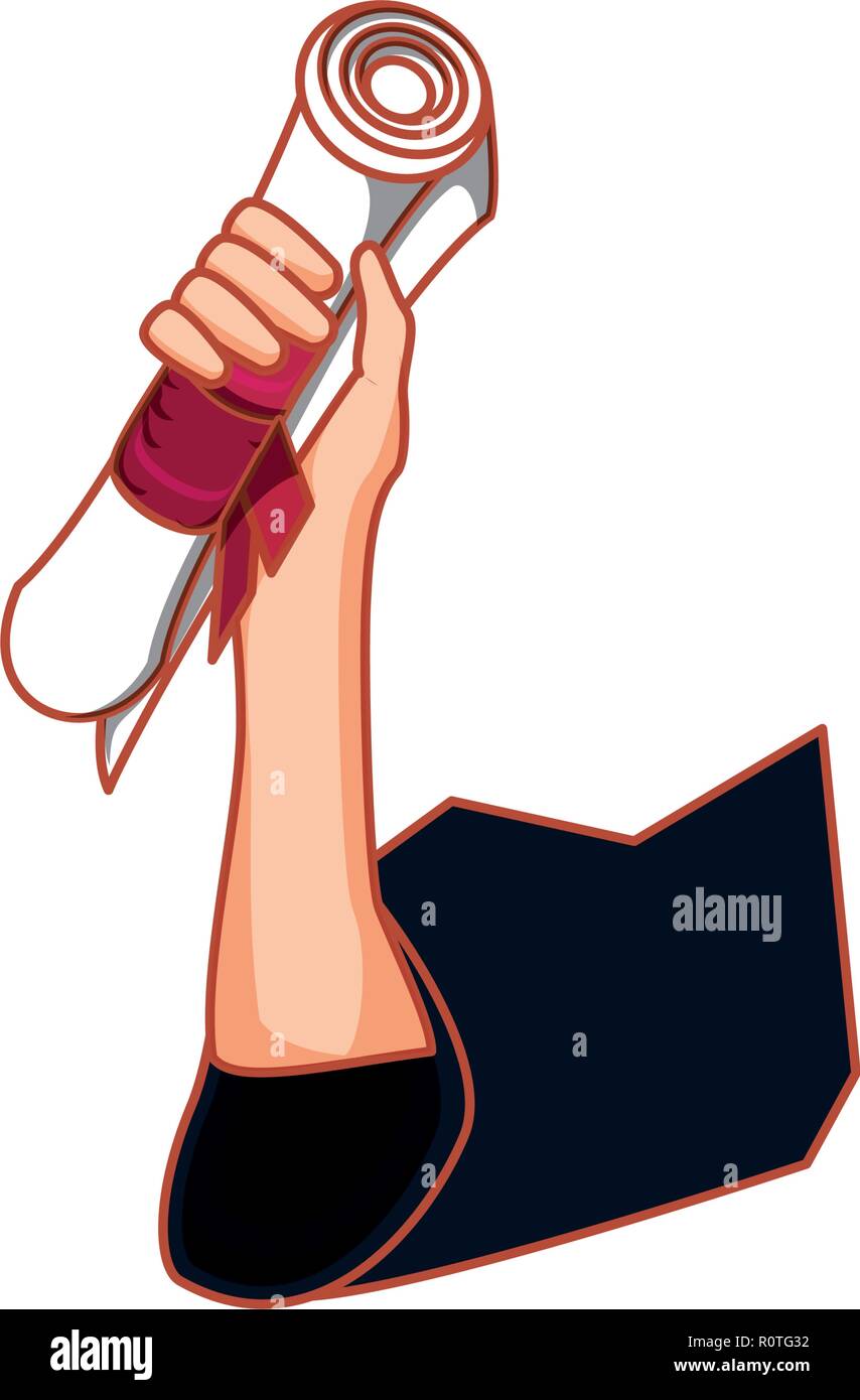 hand with graduation certificate vector illustration design Stock ...