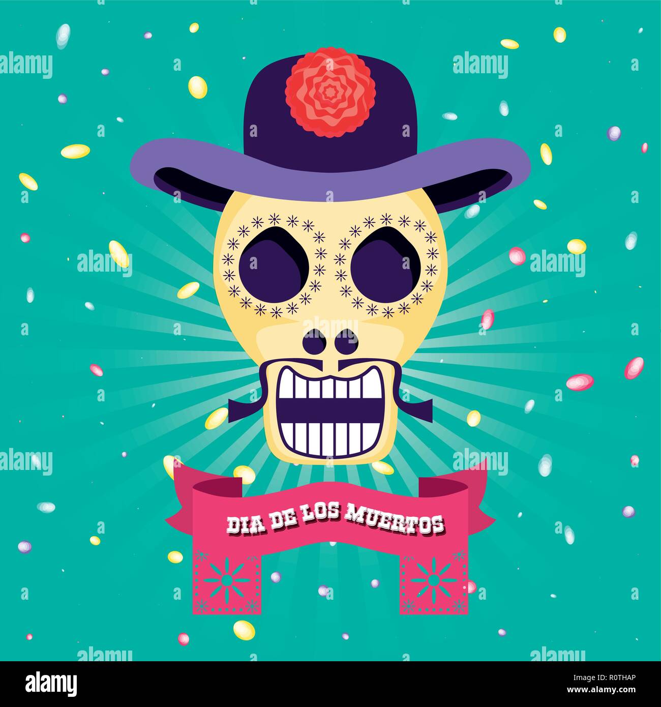 mask of the santa death with mustache and hat vector illustration ...