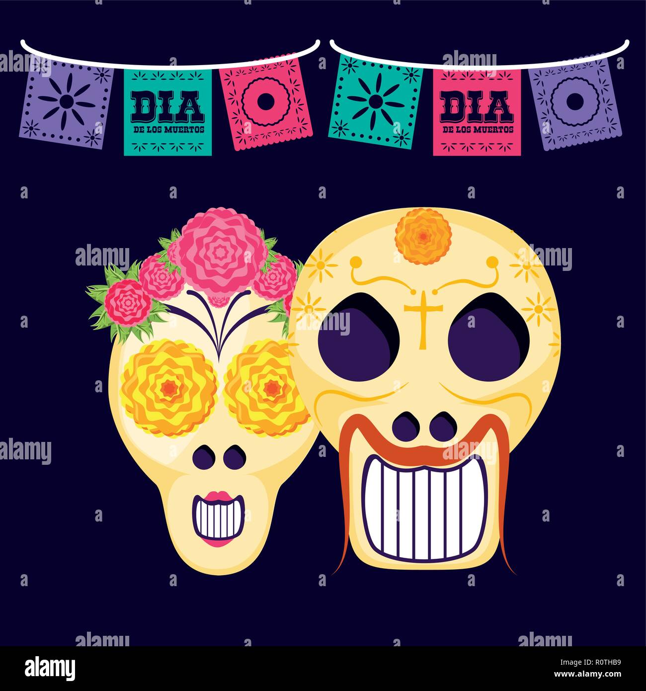 masks of santa death with icons vector illustration design Stock Vector ...