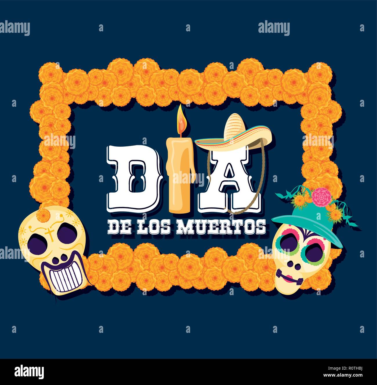 frame with masks of santa death vector illustration design Stock Vector ...